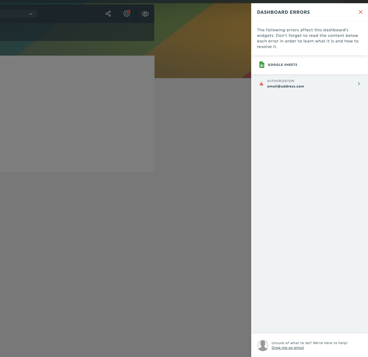 How to resolve errors happening in a dashboard